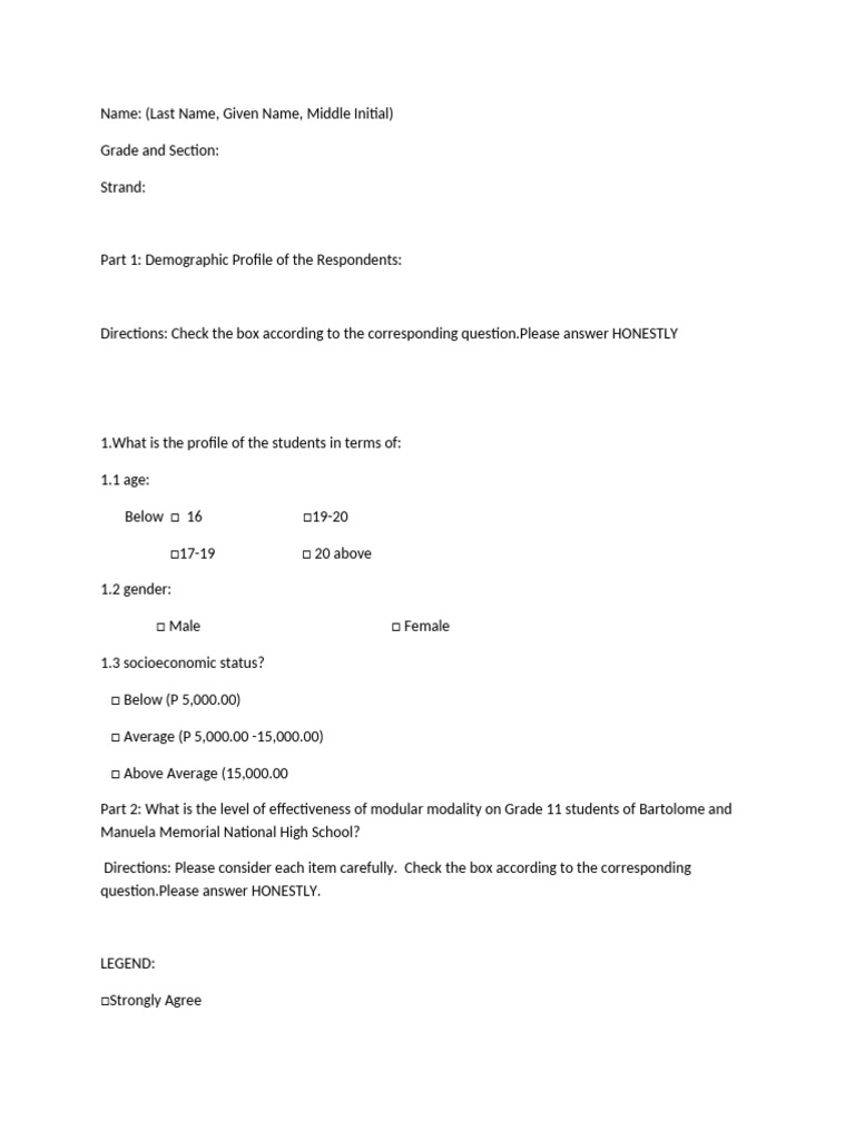 questionnaire | PDF | Learning | Behavioural Sciences