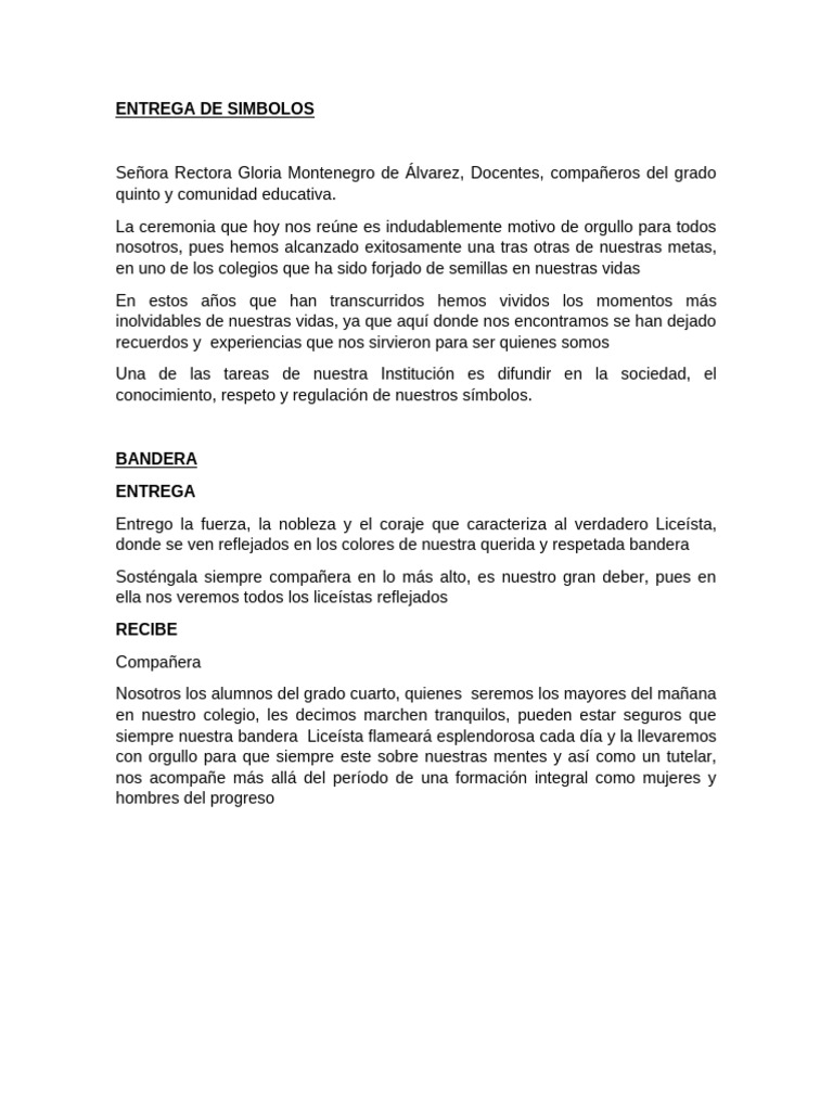 Entrega de Simbolos | PDF
