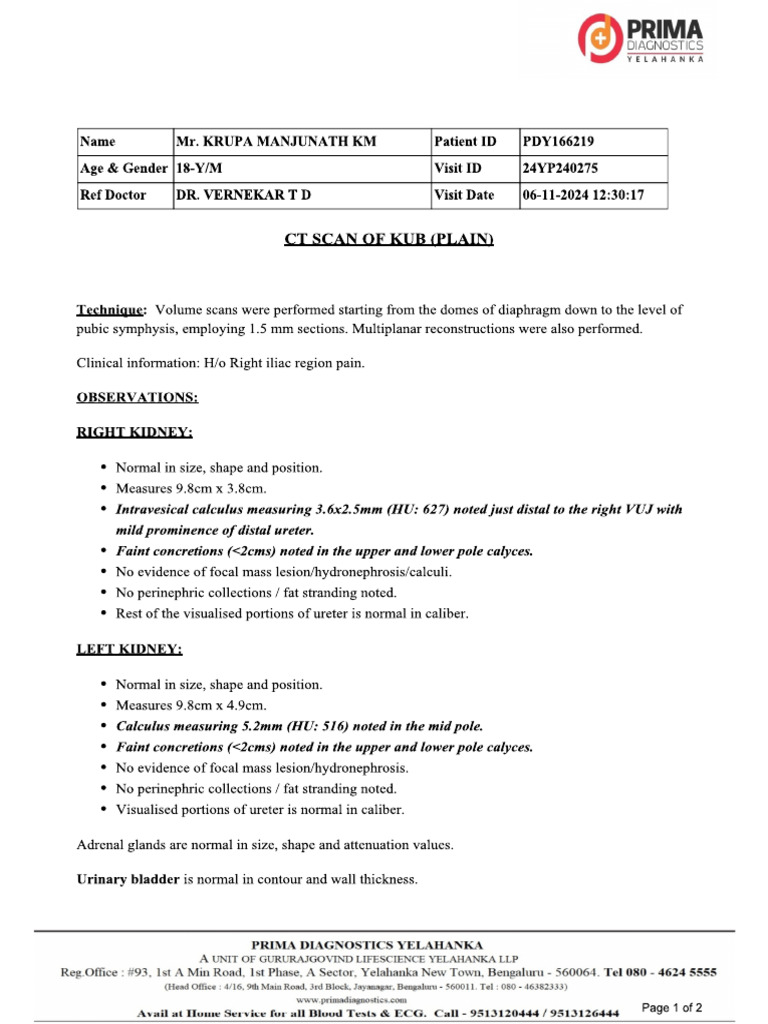 Prima Diagnostics Krupa | PDF