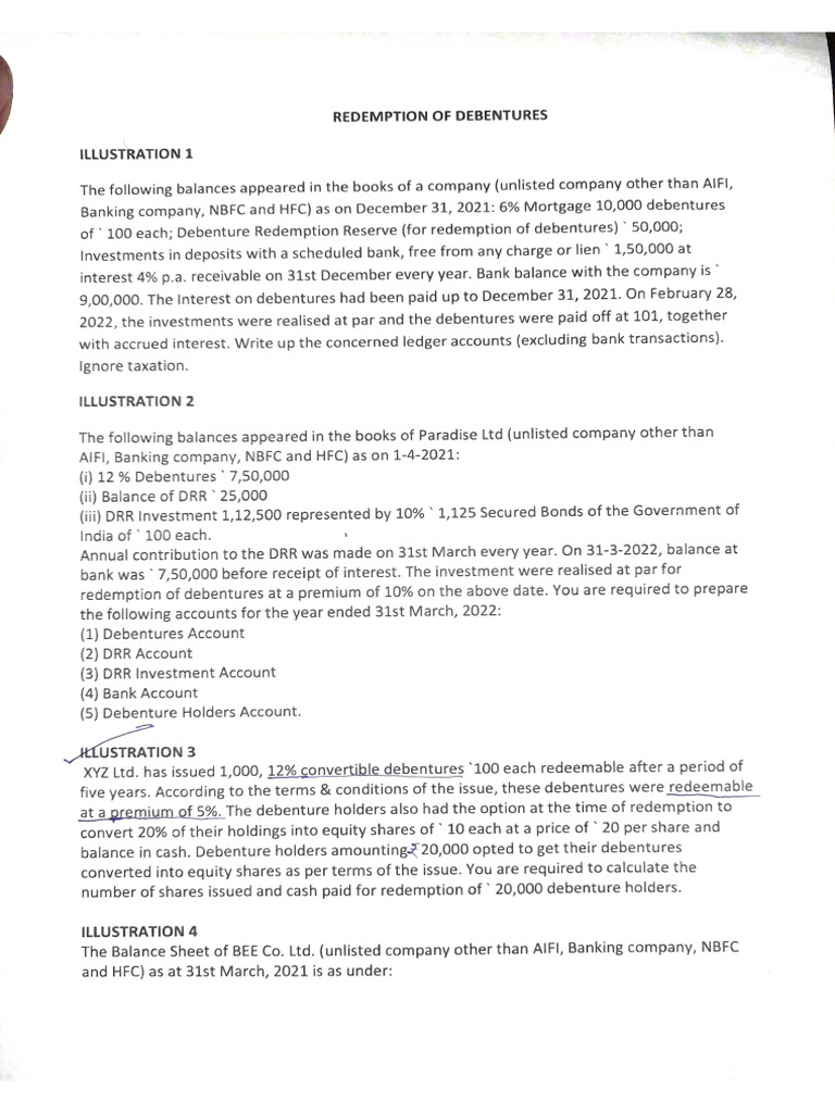 Redemption of Debentures | PDF