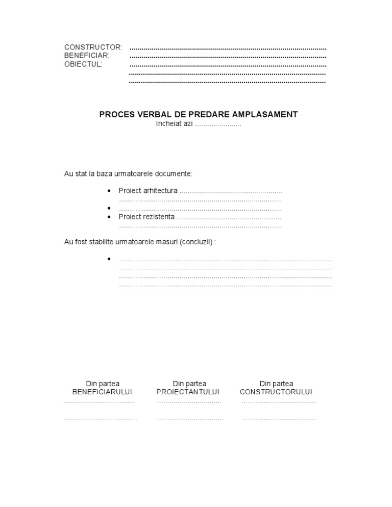 PV Predare Amplasament General