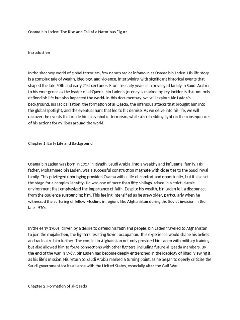 Osama bin Laden: Terrorism's Infamous Legacy | PDF | Al Qaeda | World ...