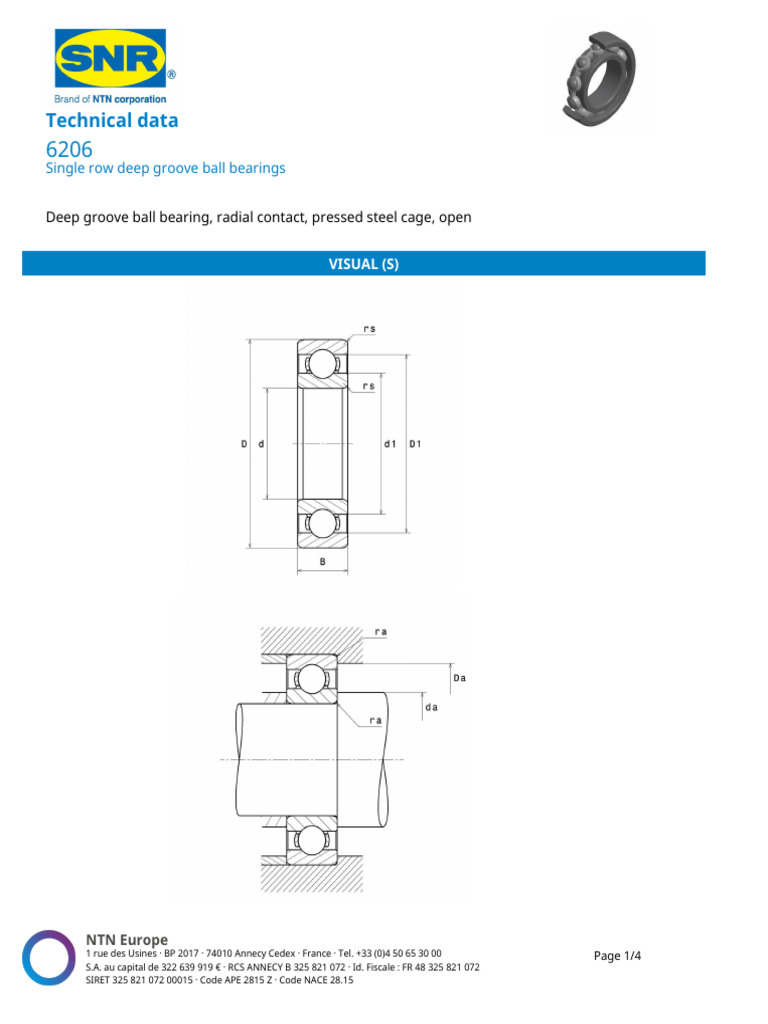 EN - SNR - 6206 Bearing Datasheet | PDF | Mechanical Engineering