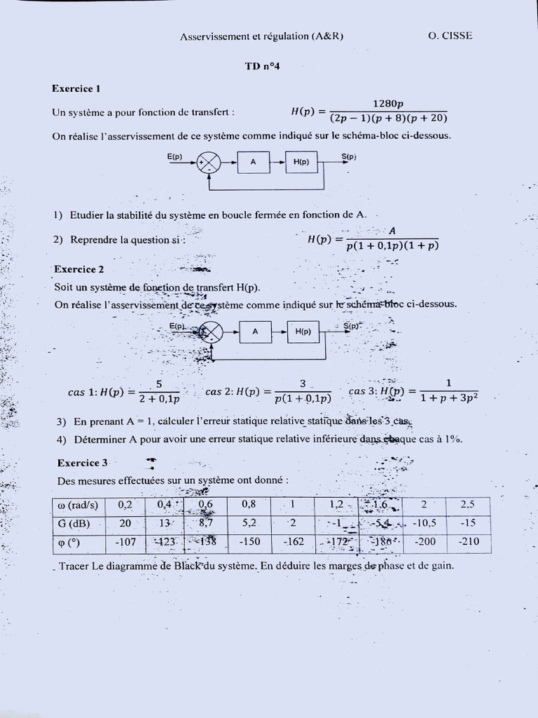 Td4 Asservissement | PDF
