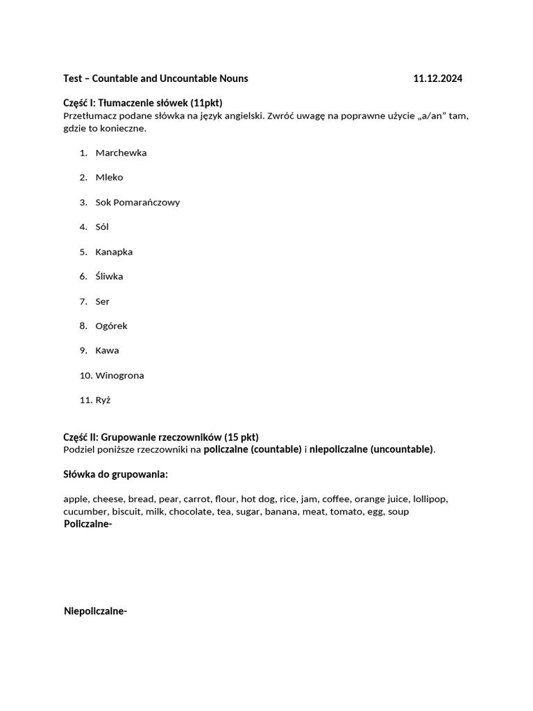 Test Countable and Uncountable | PDF