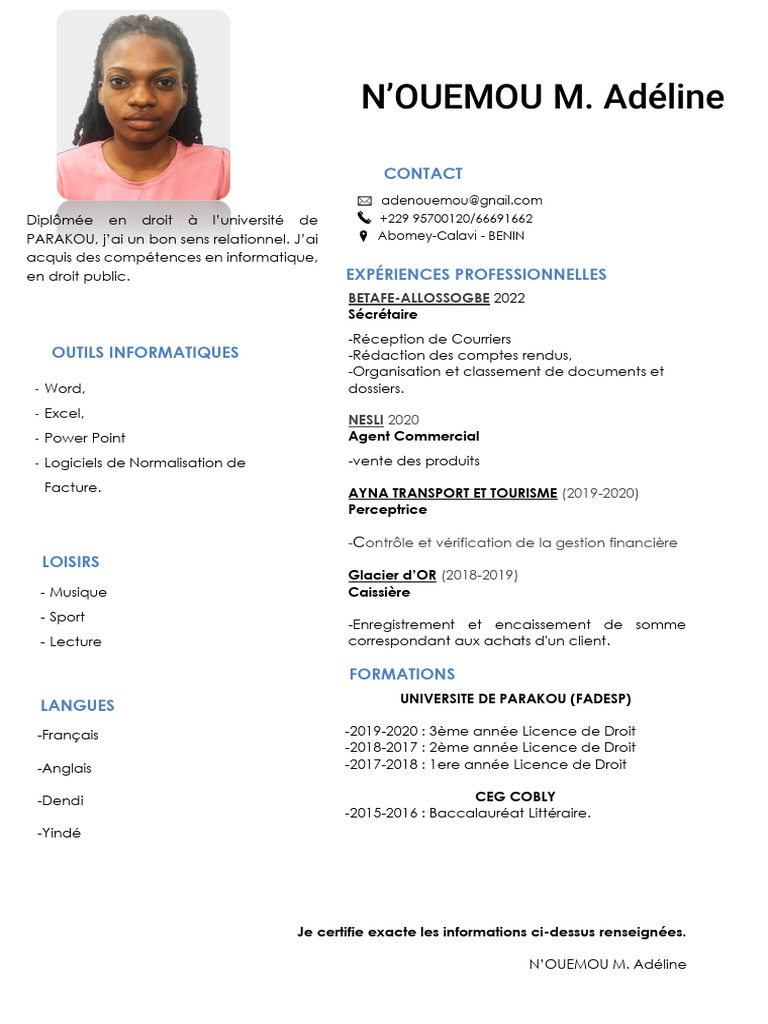 CV Adéline | PDF | Informatique | Informatique