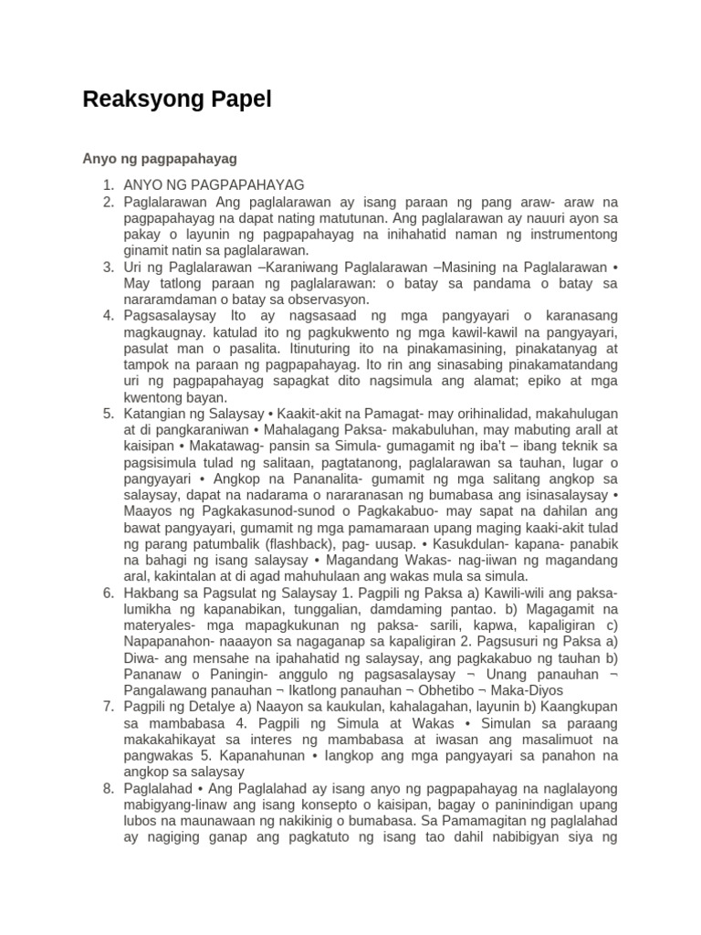 Reaksyong Papel | PDF