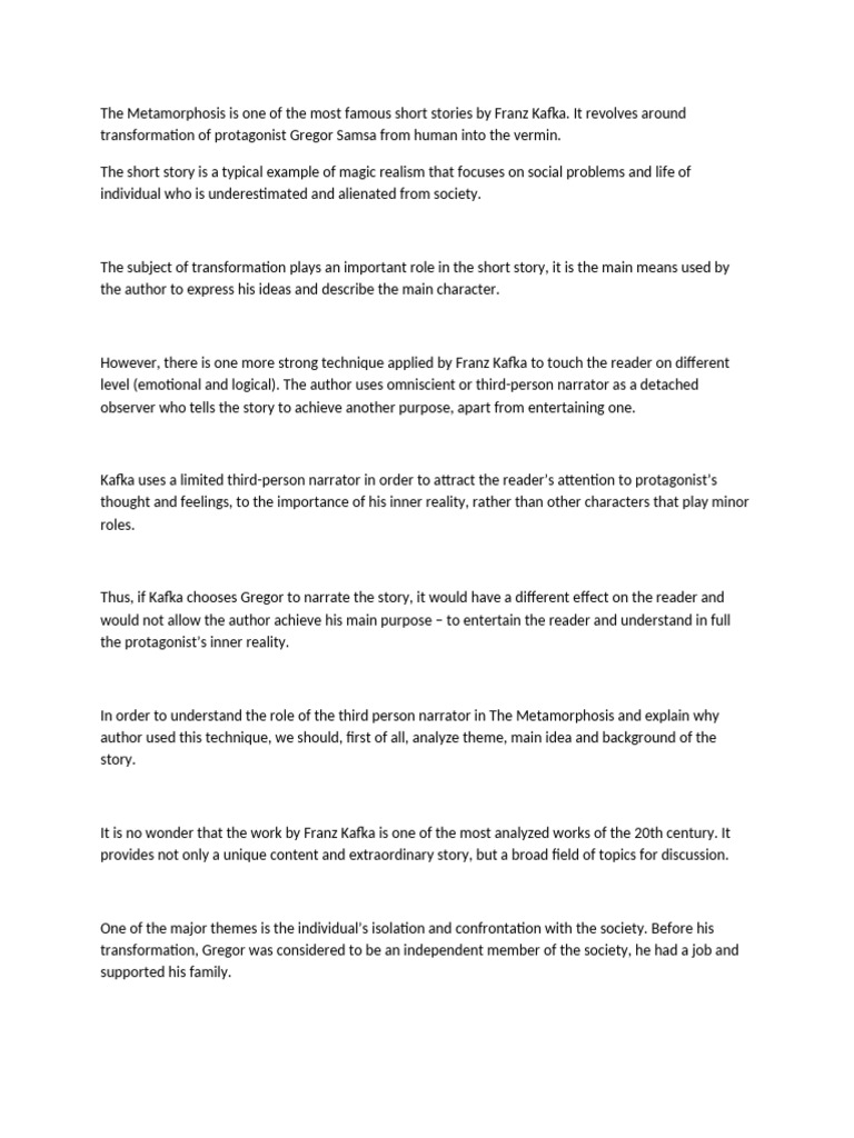 A Point of View of Metamorphosis | PDF | The Metamorphosis