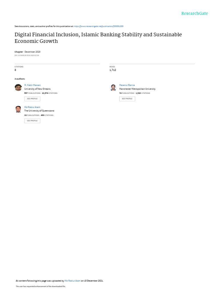 Digital Financial Inclusion Islamic Banking Stability and Sustainable Economic Growth PDF | PDF ...