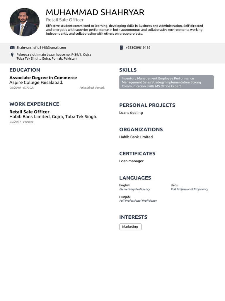 MUHAMMAD's Resume | PDF