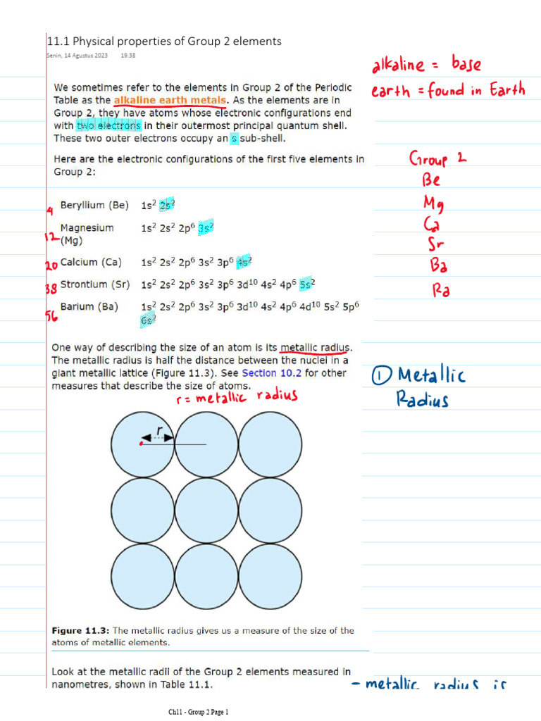 11.1 Physical Properties of Group 2 Elements | PDF