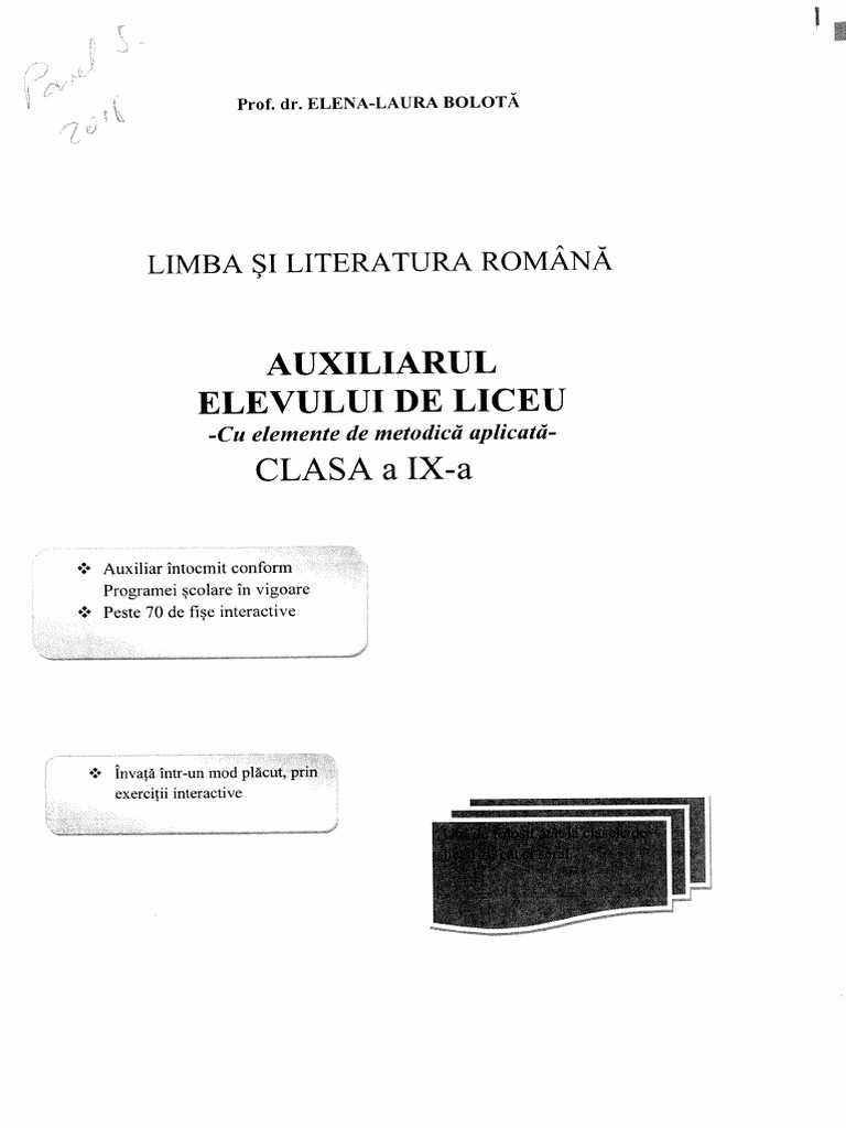 Auxiliarul Elevului de Liceu CL A IX A 2014 | PDF