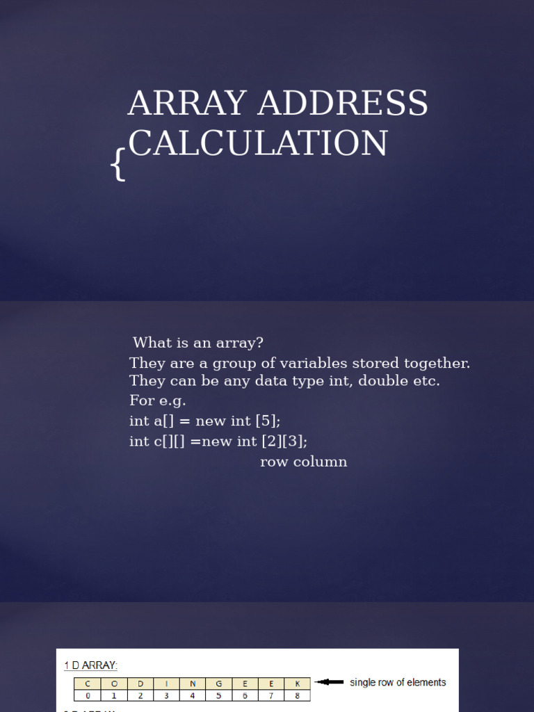 Array Address Calculation Pdf Integer Computer Science Computer