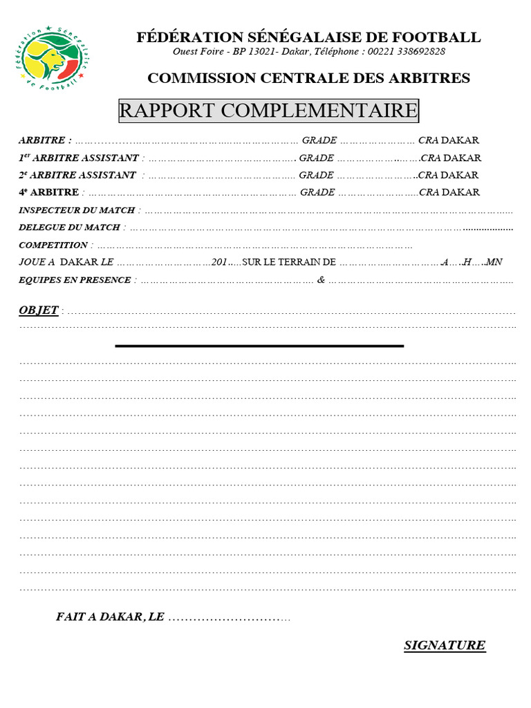 Rapport Complémentaire | PDF