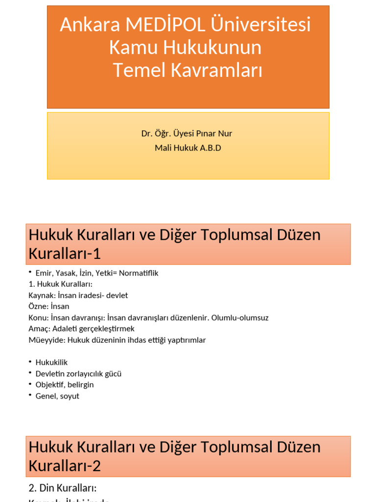 Kamu Hukukunun Temel Kavramları Vize Konuları | PDF