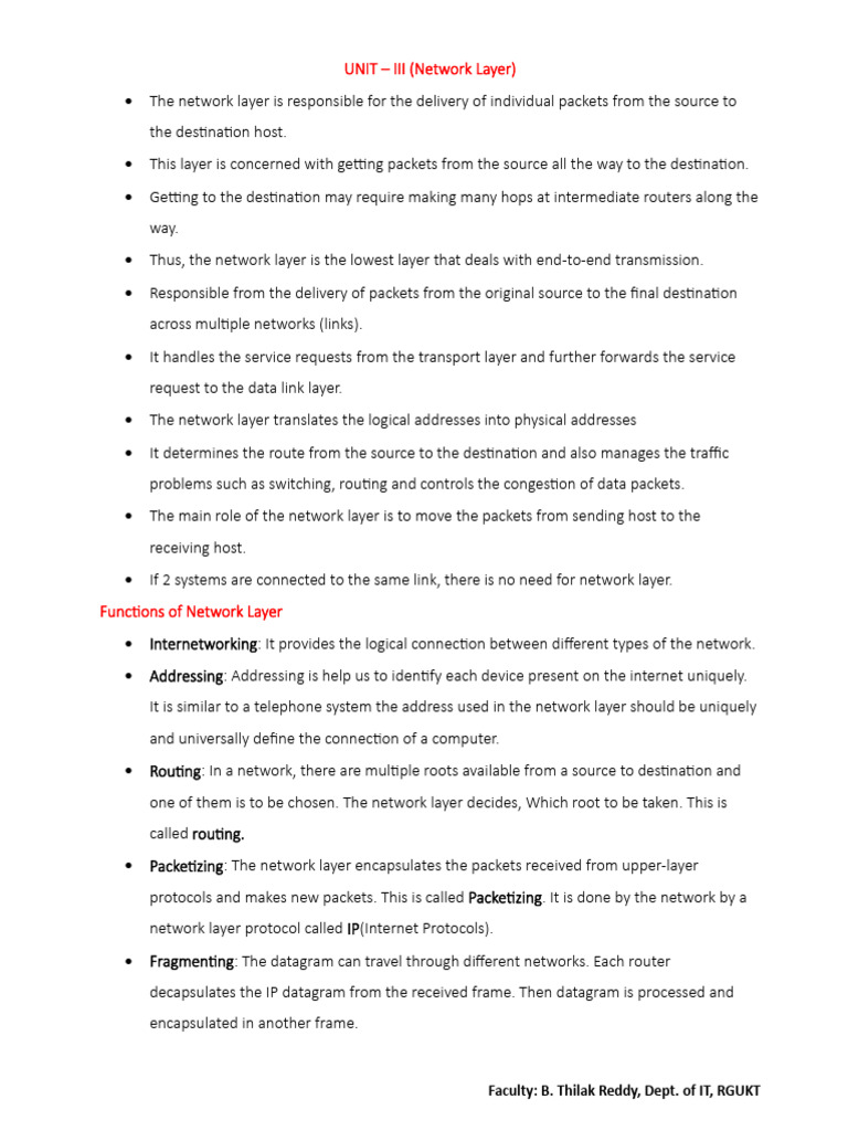 Unit - Iii | PDF | Computer Network | Routing