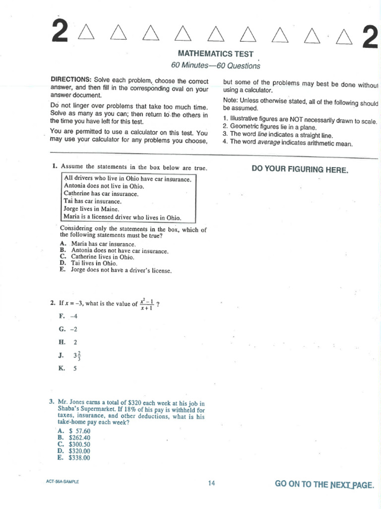 ACT Practice Test | PDF
