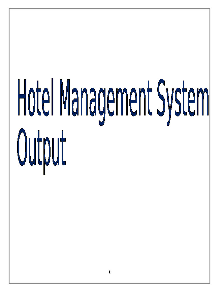 Hotel Management Project Output - 3 | PDF | Trousers | Fashion