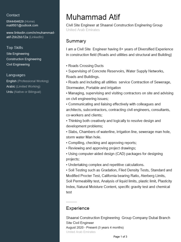 Atif CV L | PDF | Specification (Technical Standard)