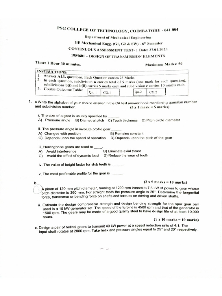 Sem 6 CA Questions Papers | PDF
