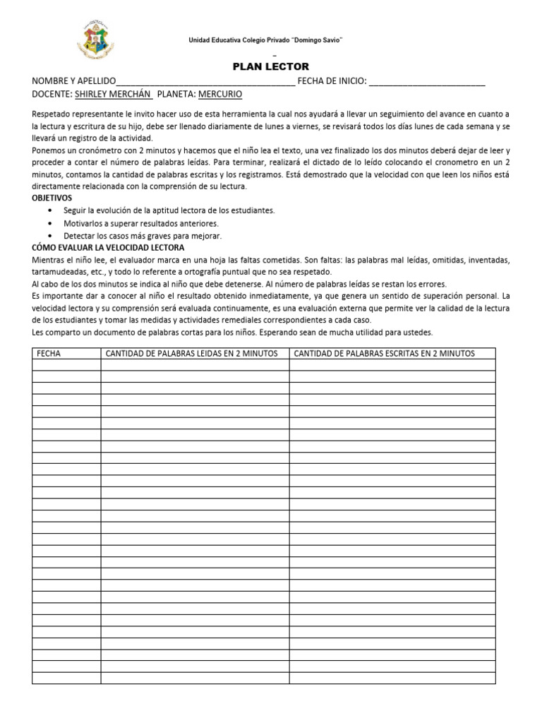 Plan Lector | PDF