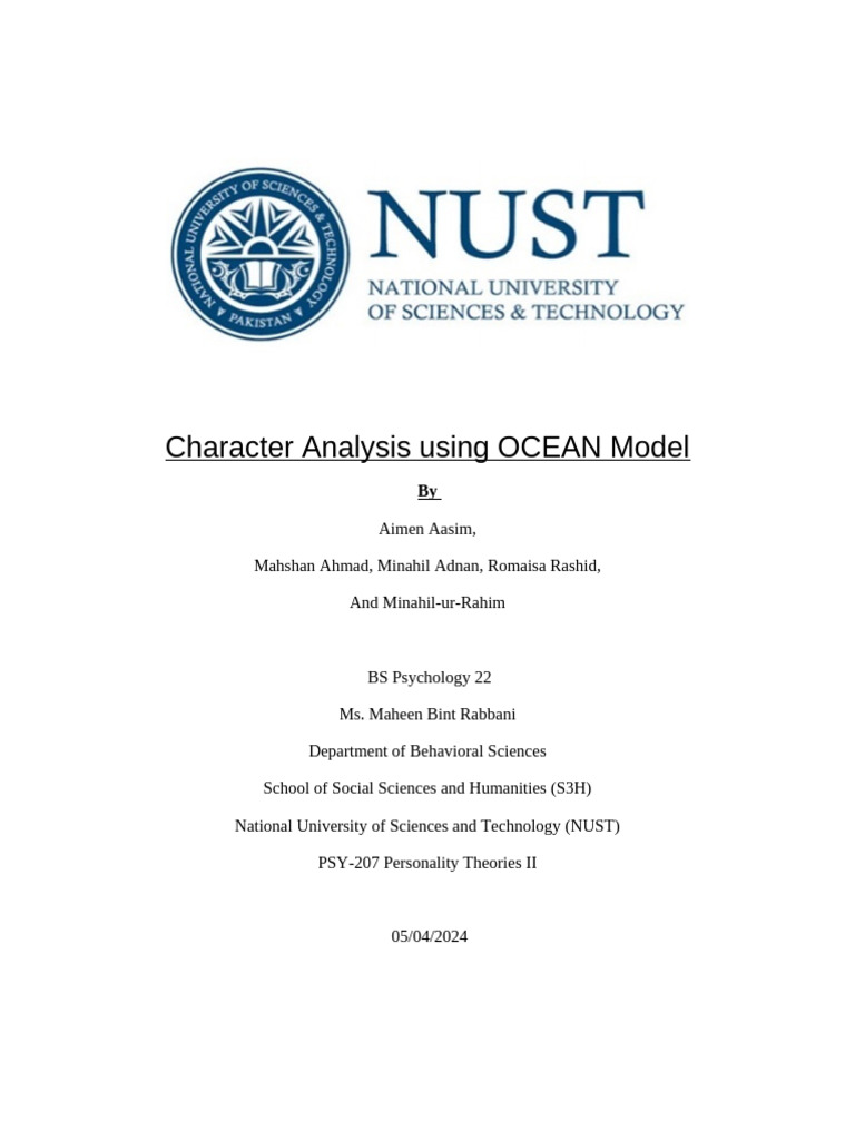 Character Analysis Using OCEAN Model | PDF | Extraversion And ...