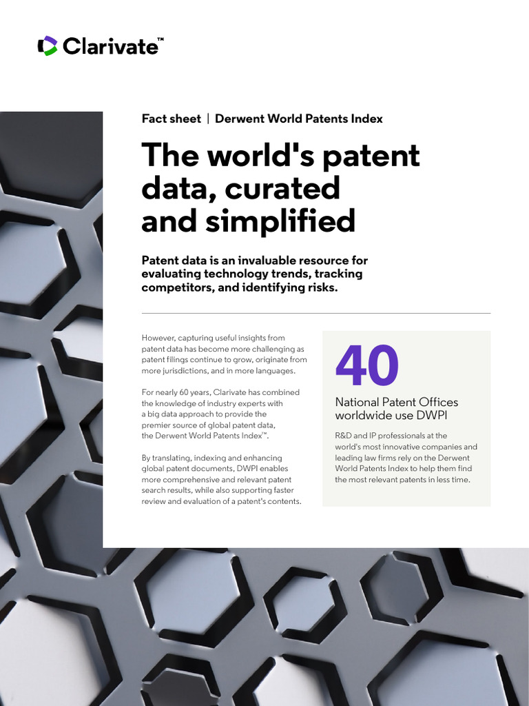 Xbu823081912 Dwpi Fact Sheet | PDF | Patent | Novelty (Patent)