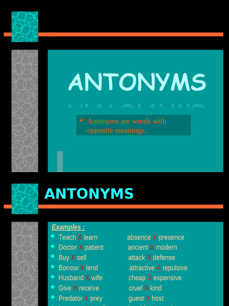 Synonyms and Antonyms - 62266 | PDF
