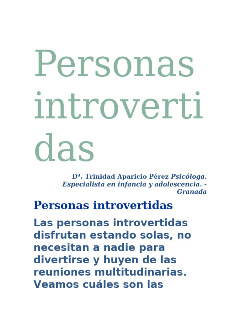 Personas Introvertidas | PDF | Ansiedad | Las emociones
