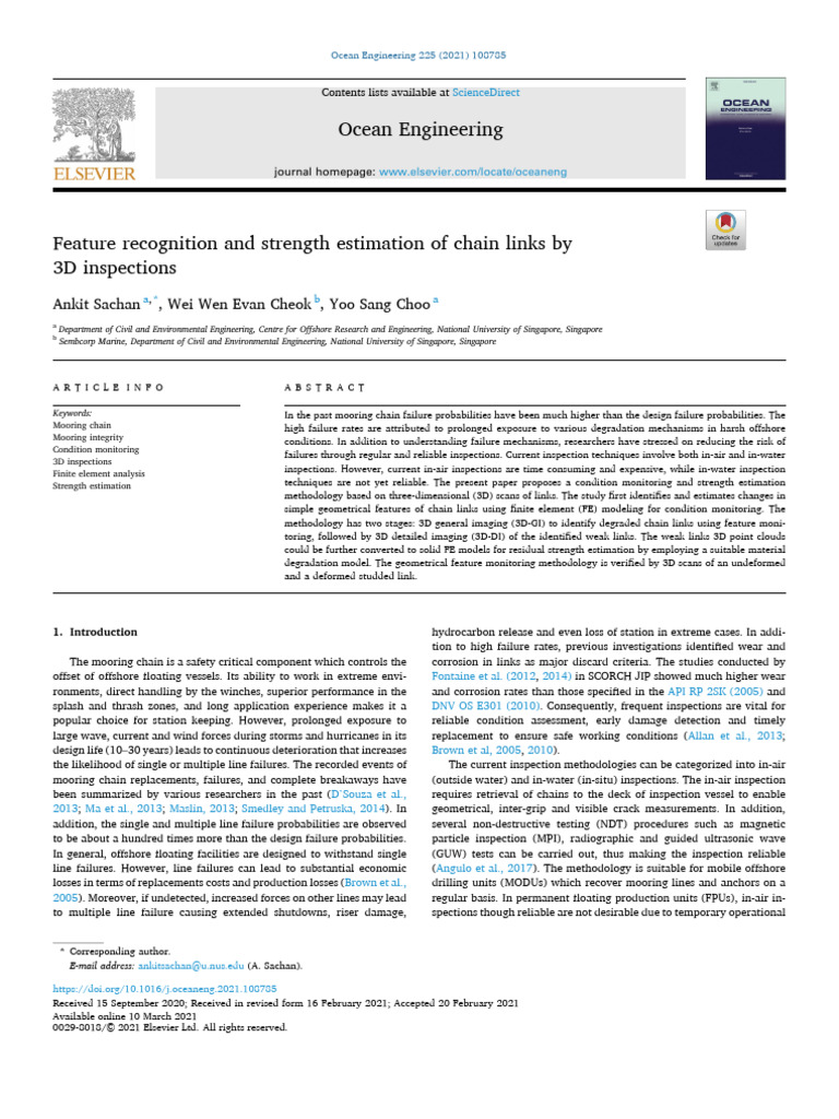 Feature Recognition and Strength Estimation of Chain Links by 3D ...