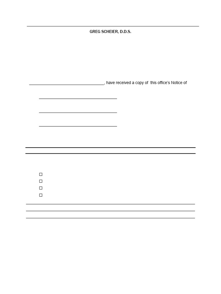 HIPAA Privacy Acknowledgment Form | PDF