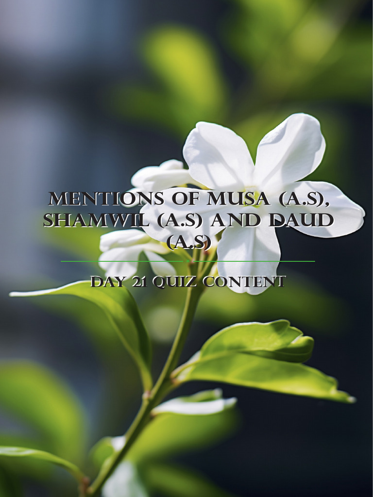 Day 21 Prophet Stories - Musa (as) Shamwil (as) and Daud (as) | PDF ...