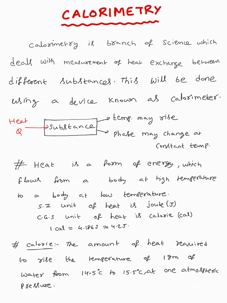 Calorimetry Notes 250112 162310 | PDF