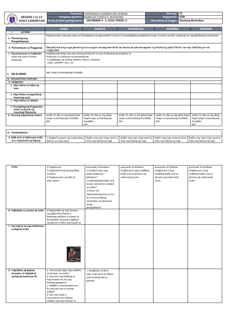 DLL - Esp 6 - Q3 - W1 | PDF