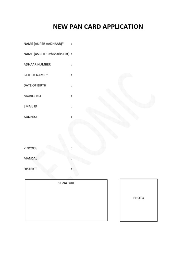 New PAN Card Application Form | PDF