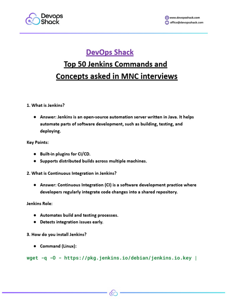 50 Jenkins Commands & Concepts For MNC Interviews | PDF | Command Line ...