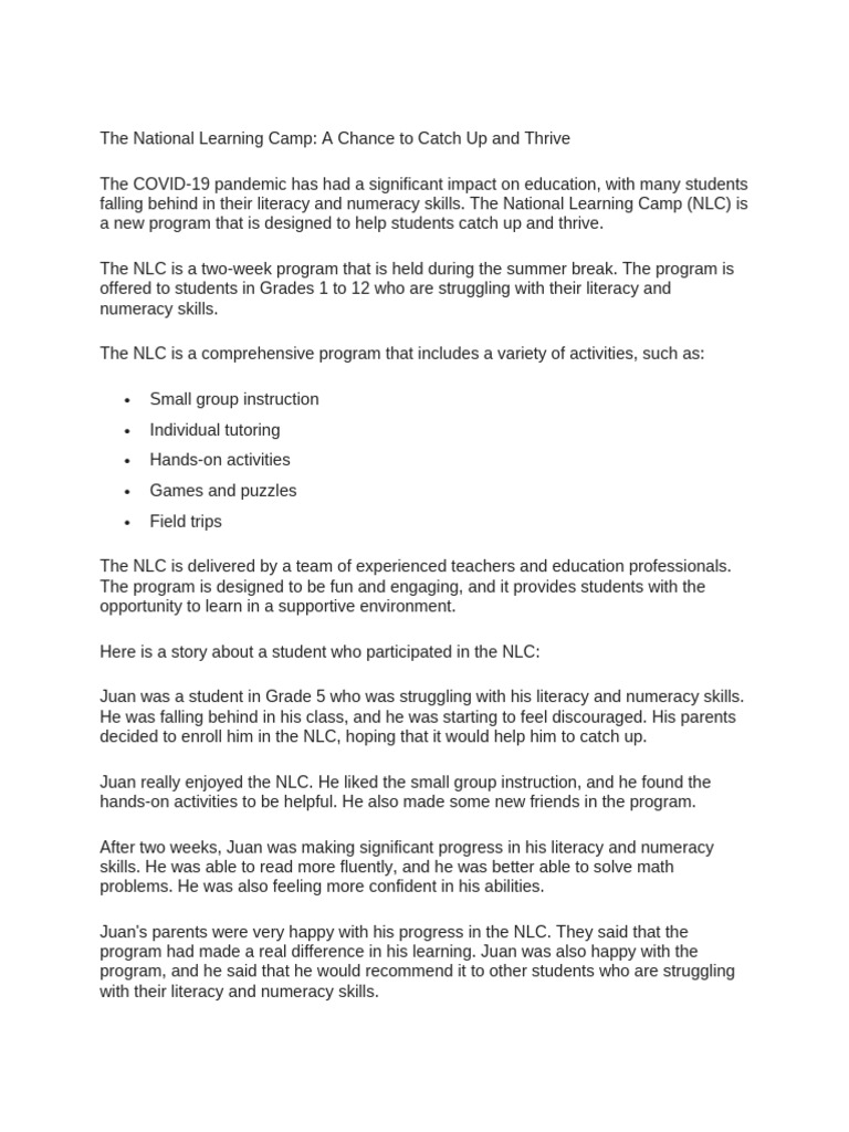 9. Nlc Narrative 2 | PDF | Literacy | Learning Methods