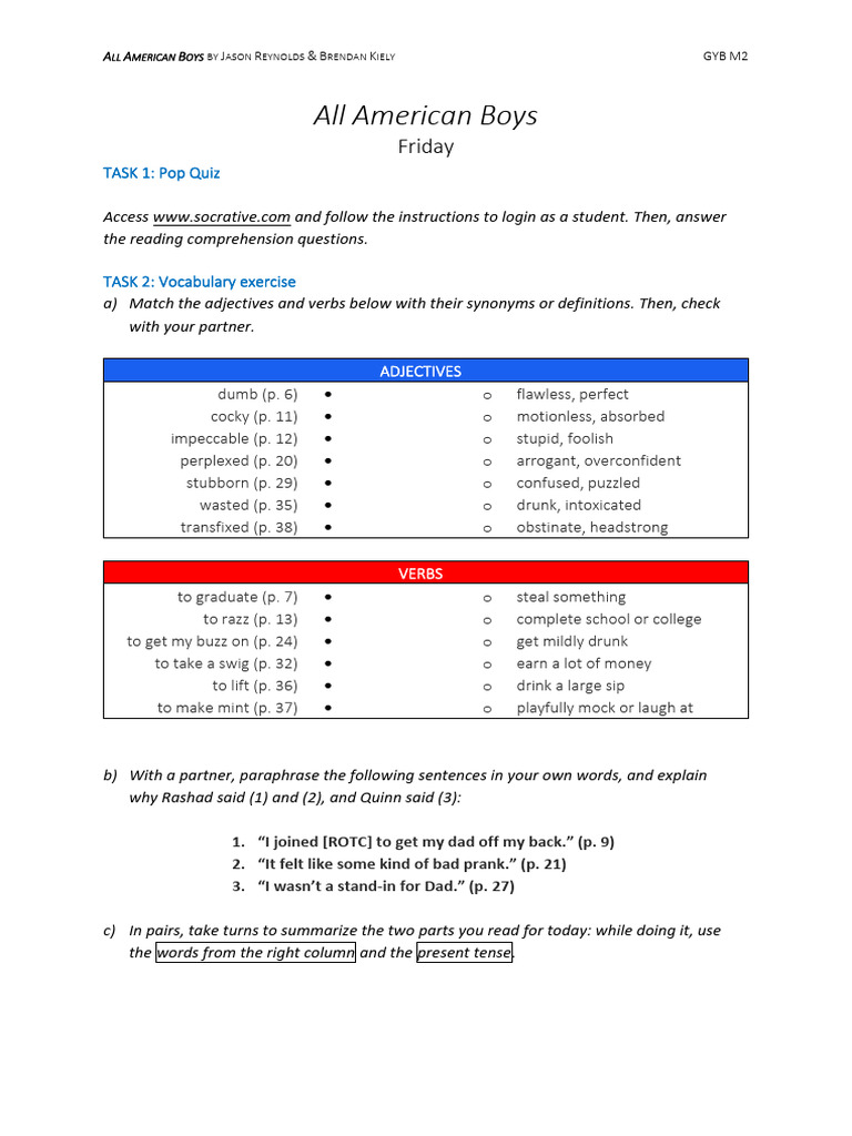 All - American - Boys - Friday | PDF