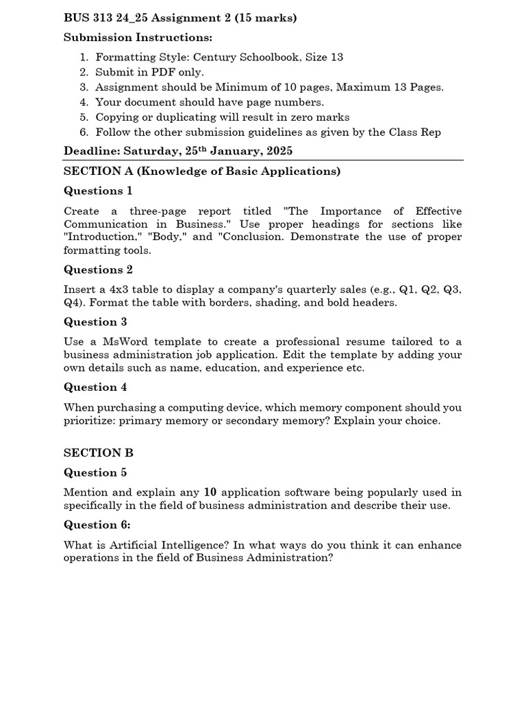 bus 313 assignment 2 24_25 updated | PDF