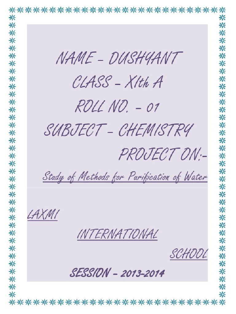 Purification of Water Chemistry Project | PDF