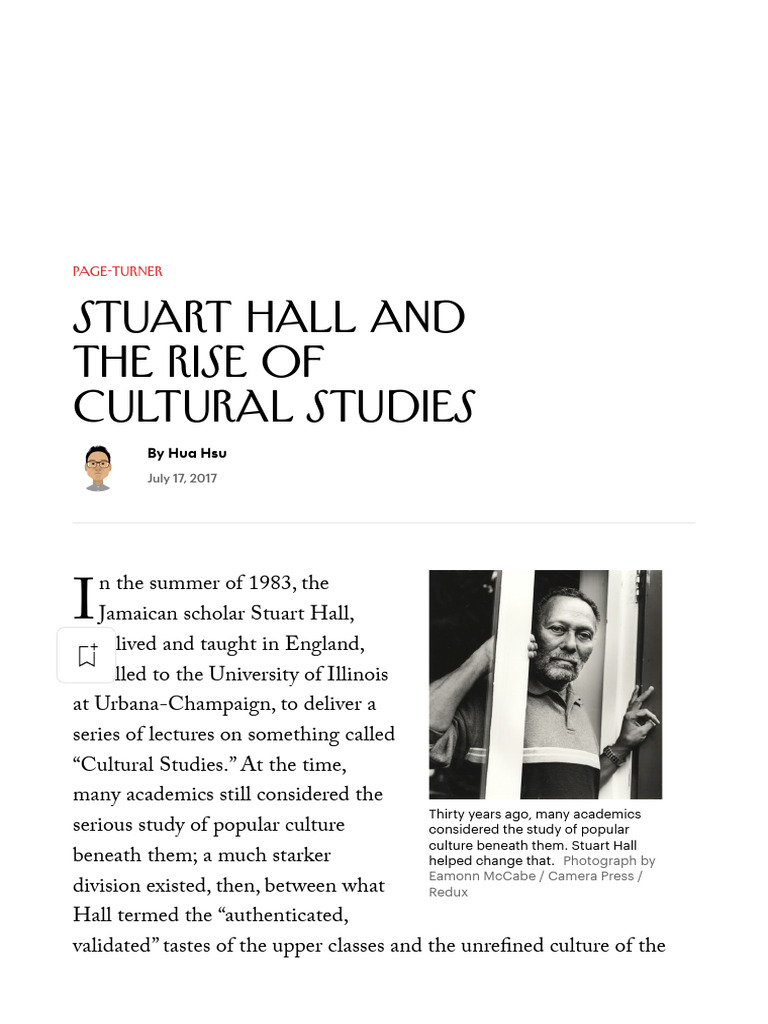 Stuart Hall and The Rise of Cultural Studies - The New Yorker | PDF ...