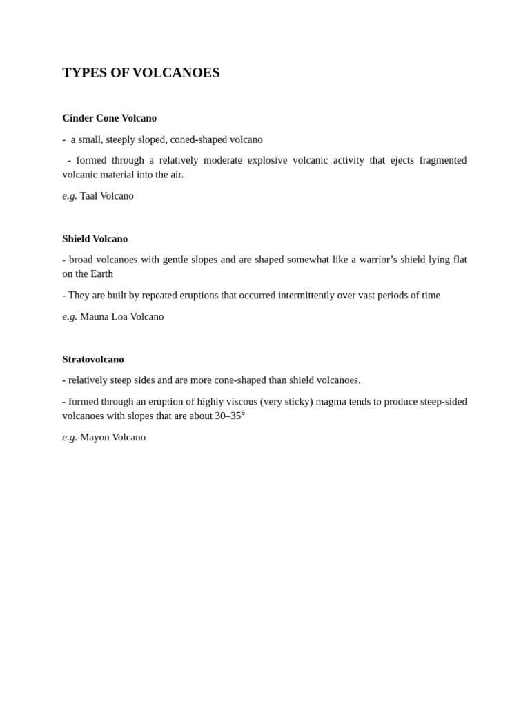 Types of Volcanoes (Visual Aids) | PDF