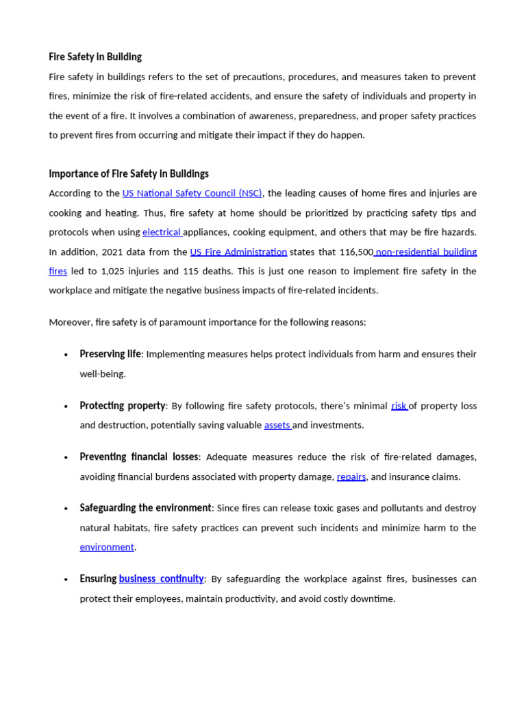 Essential Fire Safety Measures in Buildings | PDF | Fire Safety | Safety