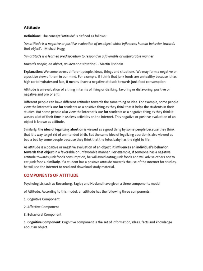 Understanding Attitudes: Definition & Components | PDF | Attitude ...