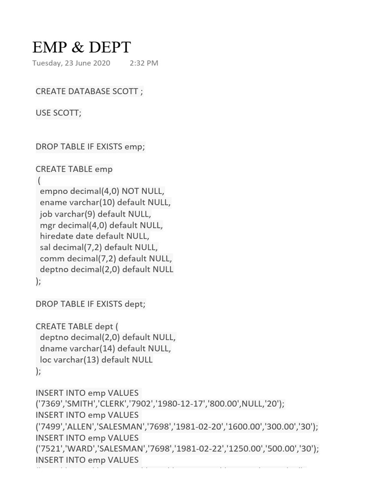 EMP & DEPT (3) | PDF