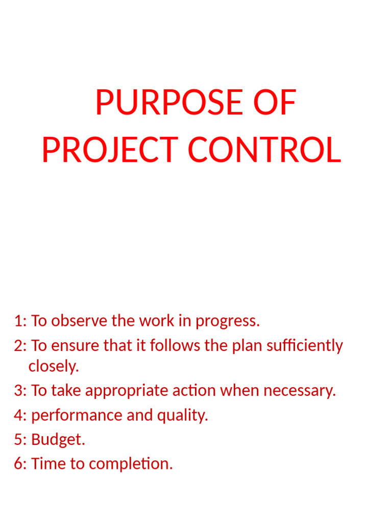 Purpose of Project Control | PDF