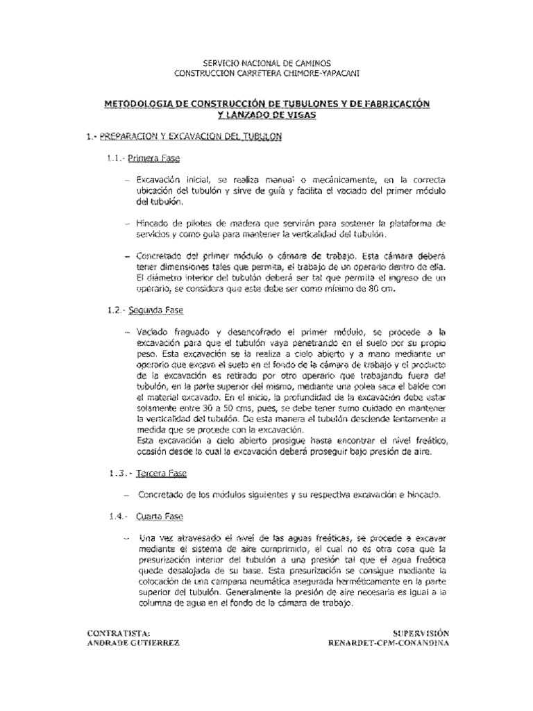 Metodología de Construcción de Tubulones | PDF | Ingeniero civil