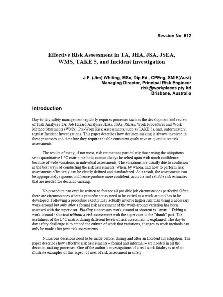 Effective Risk Assessment | PDF | Risk | Risk Assessment