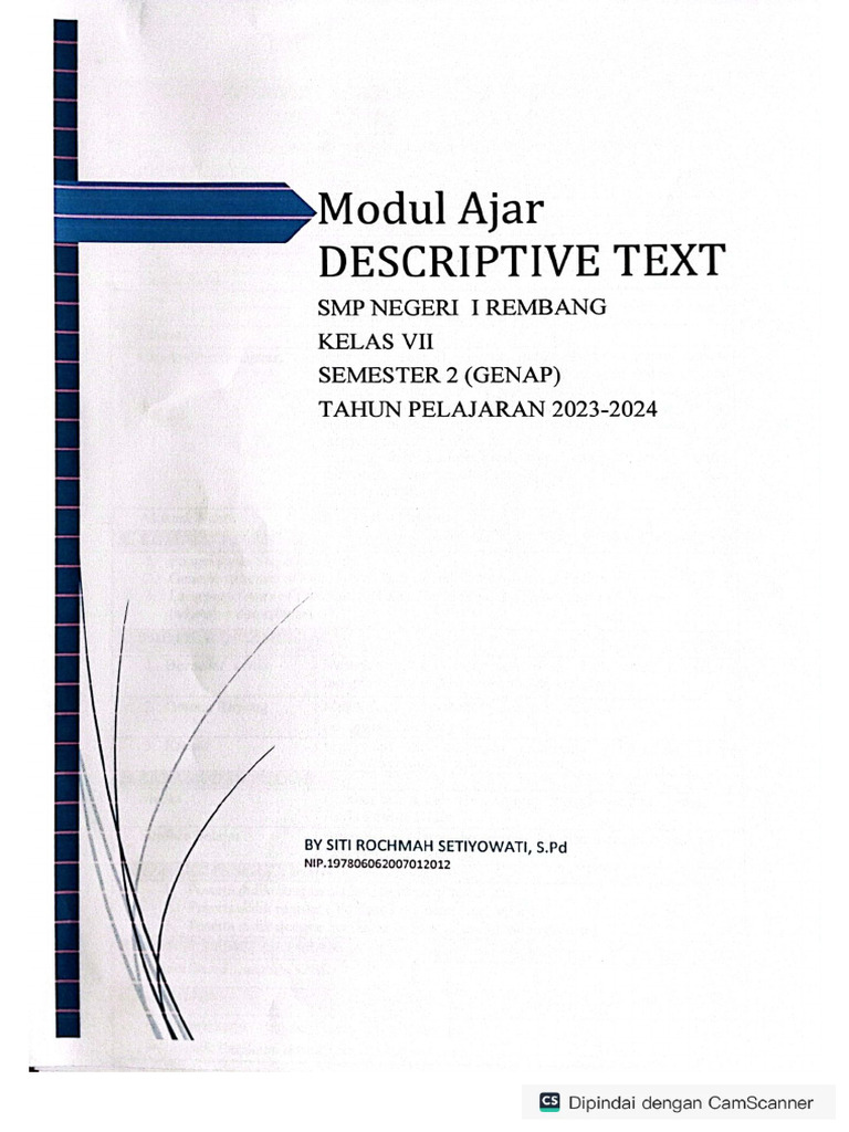 Modul Ajar B Ing Adiwiyata Descriptive Text | PDF