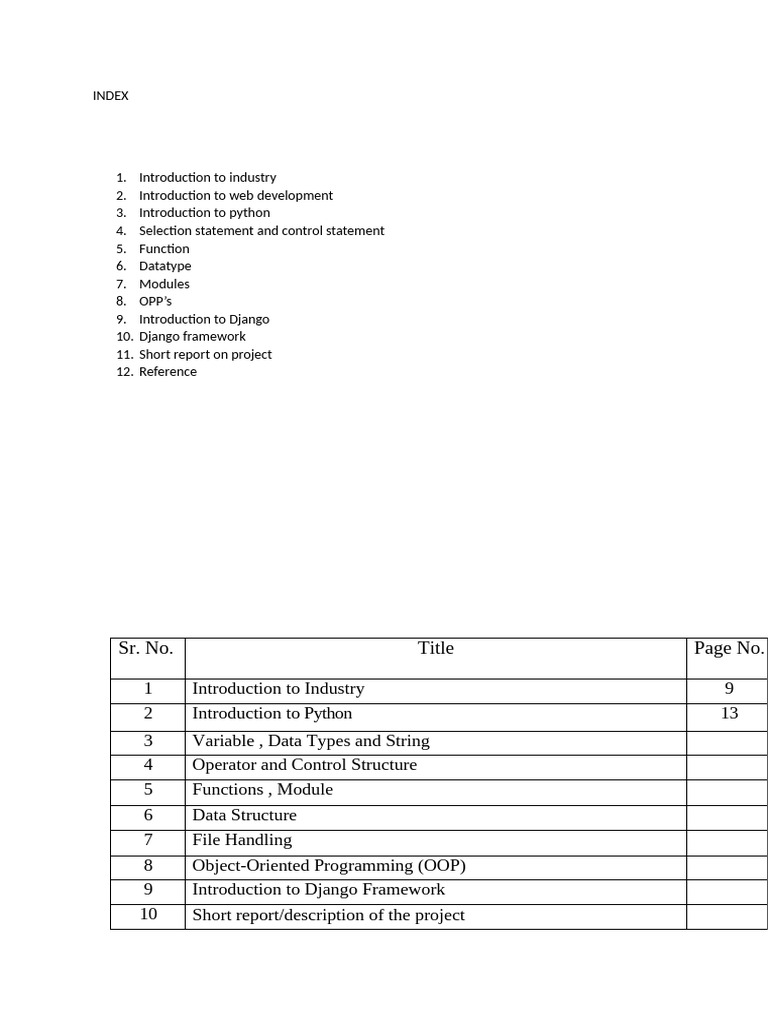 INDEX | PDF | Python (Programming Language) | Control Flow